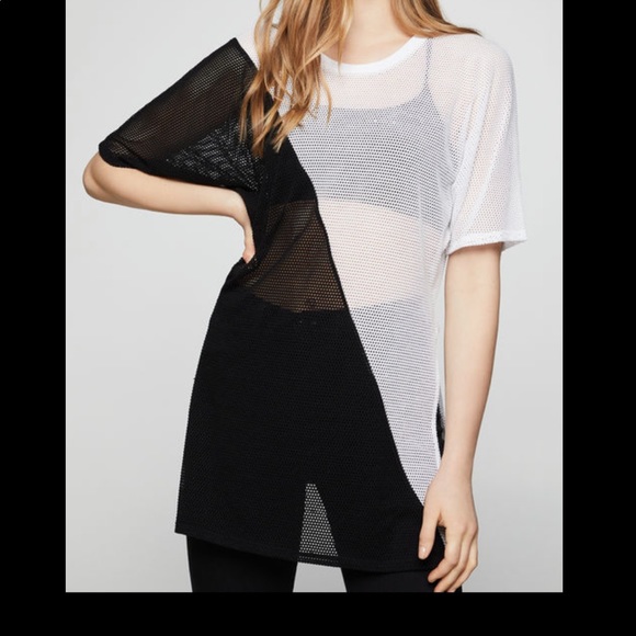 BCBG | Tops | Nwt Bcbg Mesh Twin Tone Optic White Black Shirt | Poshmark